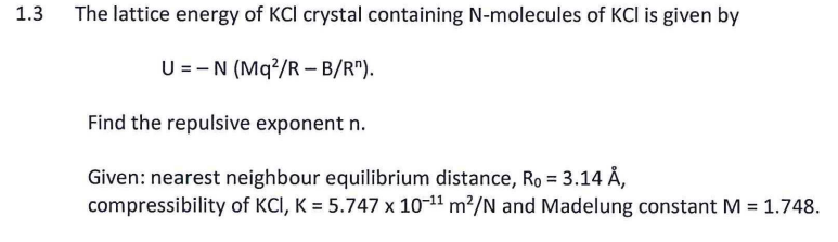 Solved The lattice energy of KCl crystal containing | Chegg.com