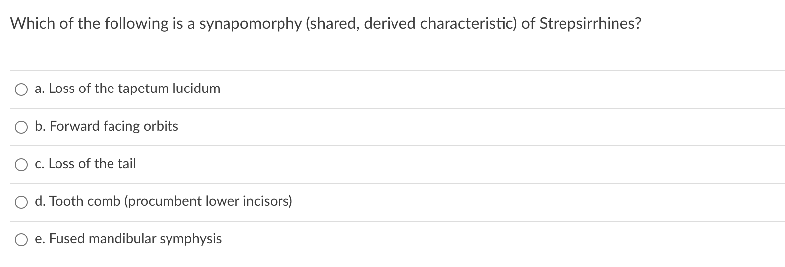 Solved Which of the following is a synapomorphy (shared, | Chegg.com