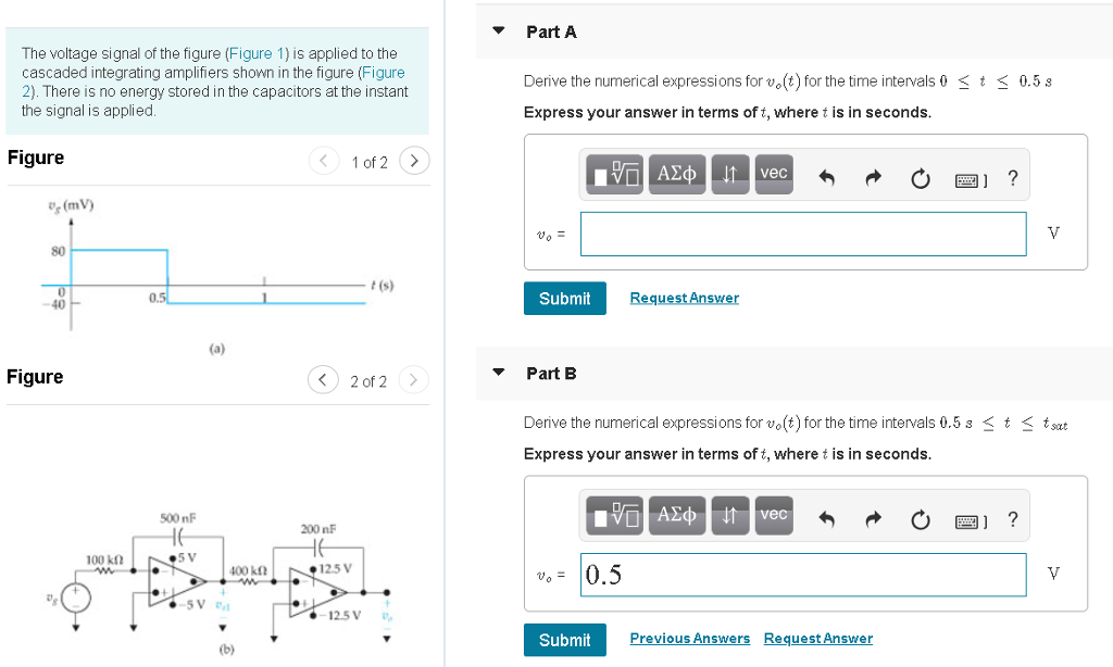 Solved Part A The voltage signal of the figure (Figure 1) is | Chegg.com