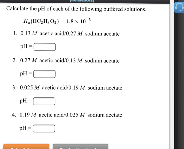 Solved Calculate the pH of each of the following buffered | Chegg.com