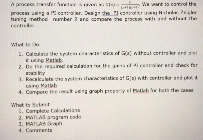 Solved A process transfer function is given as Gs) -2)( We | Chegg.com