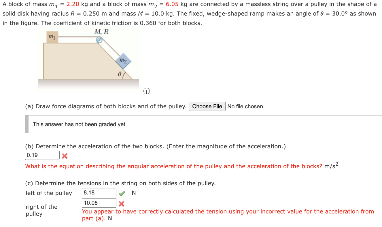 Solved A block of mass m1=2.20kg ﻿and a block of mass | Chegg.com