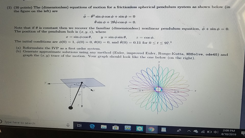 (2) (20 points) The (dimensionless) equations of | Chegg.com