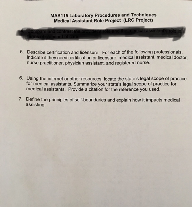 Solved MAS115 Laboratory Procedures and Techniques Medical | Chegg.com