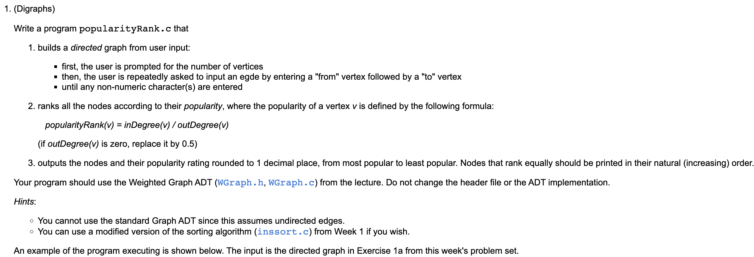 Solved WGraph.h typedef struct GraphRep *Graph; // | Chegg.com