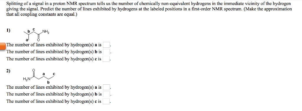 Solved Splitting of a signal in a proton NMR spectrum tells | Chegg.com