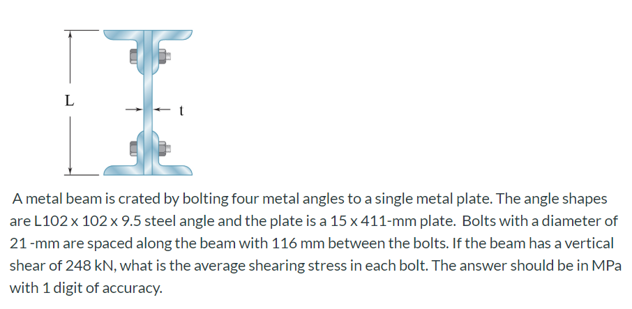 Solved A metal beam is crated by bolting four metal angles | Chegg.com