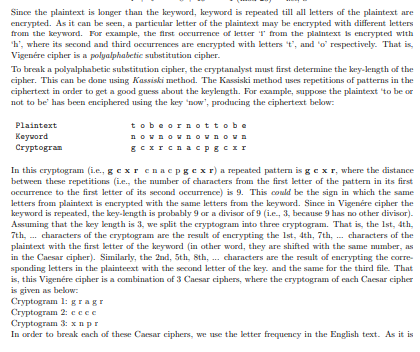 4. Cryptanalysis of a Polyalphabetic Cipher: In this | Chegg.com