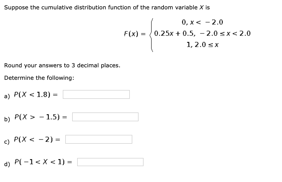 Solved Suppose The Cumulative Distribution Function Of The