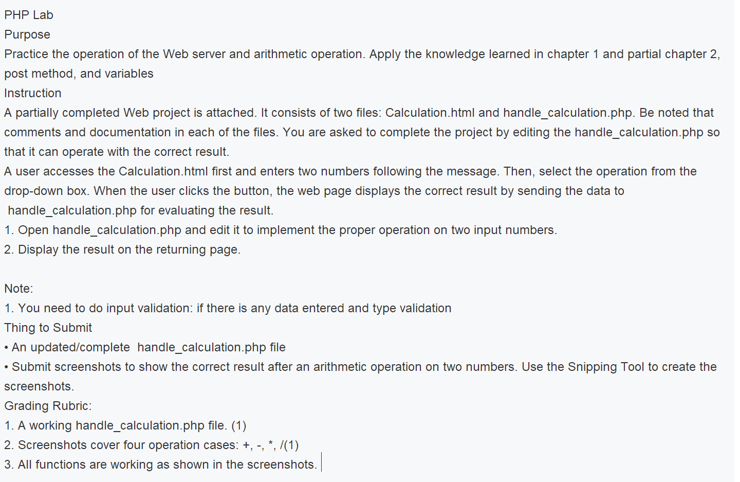 Solved PHP Lab Purpose Practice the operation of the Web | Chegg.com