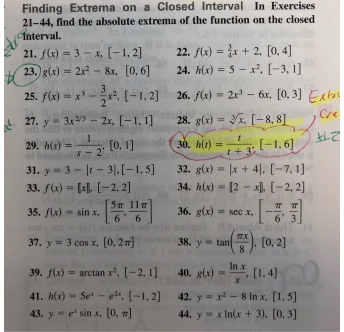 Solved Finding Extrema on a Closed Interval In Exercises | Chegg.com