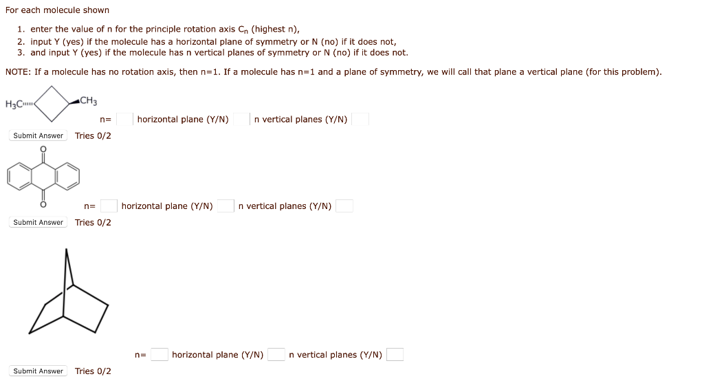 Solved For each molecule shown 1. enter the value of n for | Chegg.com