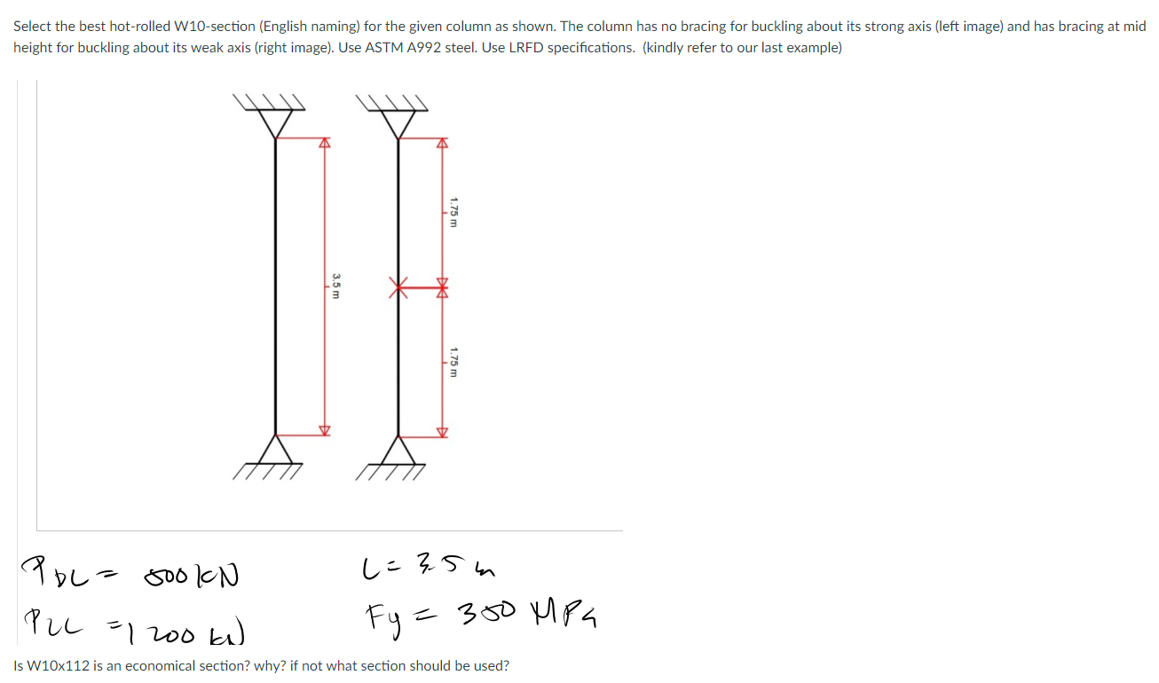 Solved Select the best hot-rolled W10-section (English | Chegg.com