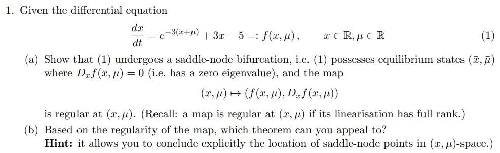 Solved 1. Given the differential equation | Chegg.com
