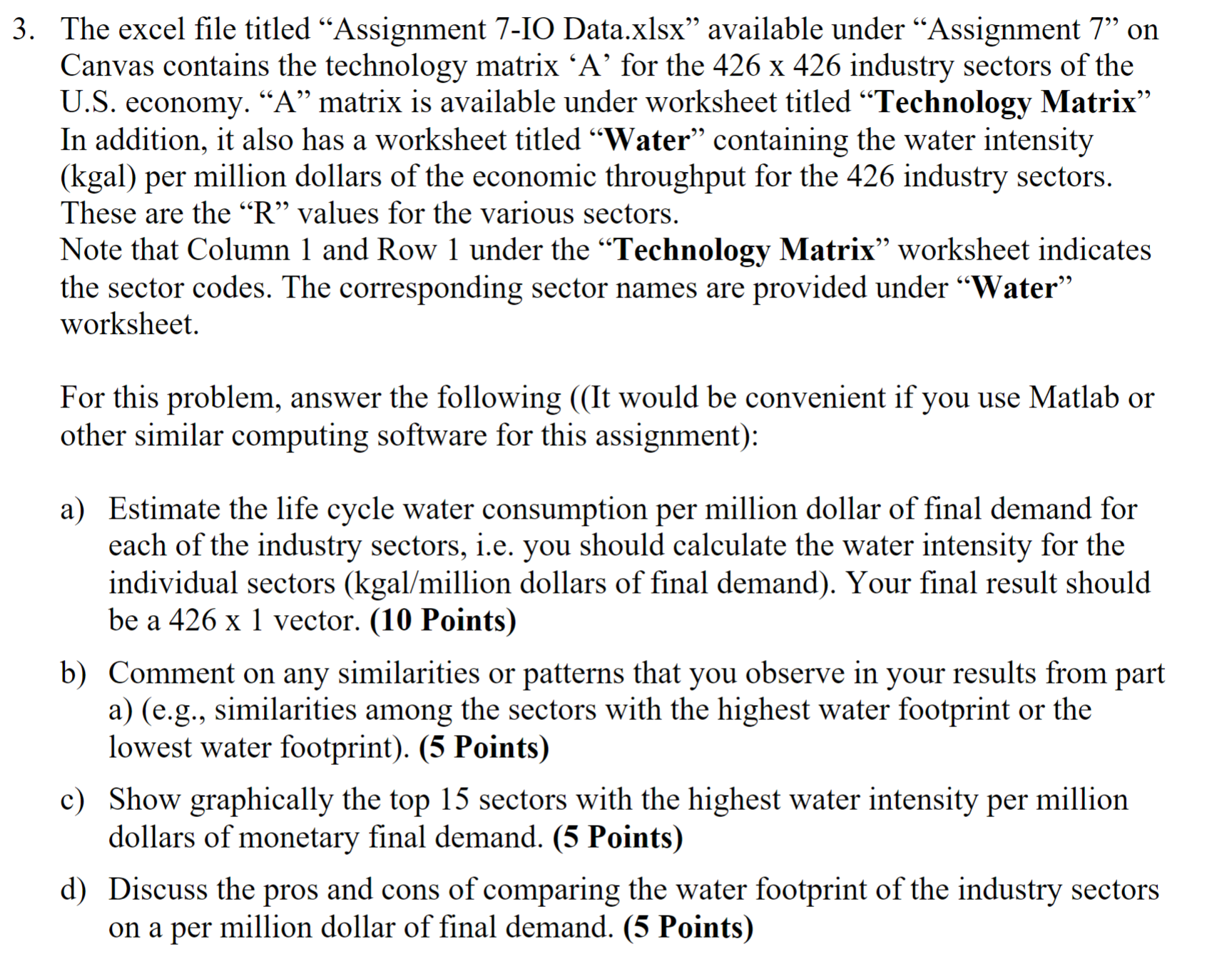 Solved The excel file titled "Assignment 7-IO Data.xlsx" | Chegg.com