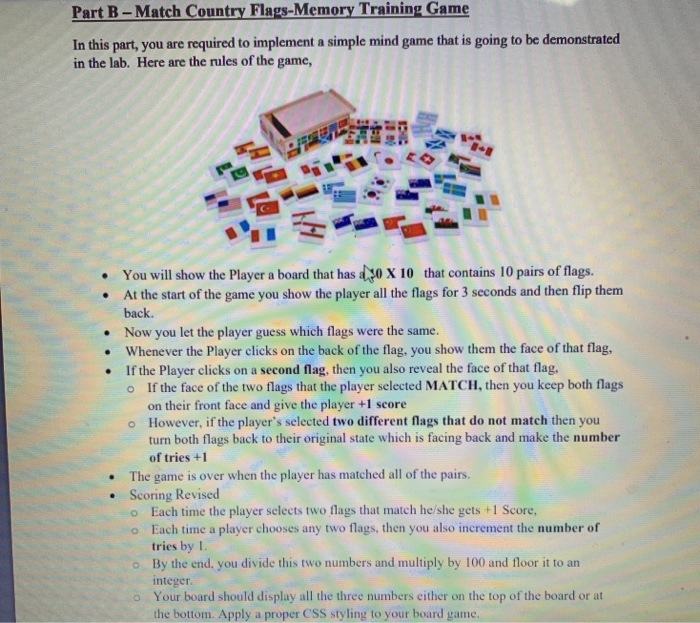 Solved Part B- Match Country Flags-Memory Training Game In | Chegg.com