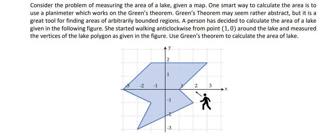 Solved Consider the problem of measuring the area of a lake, | Chegg.com