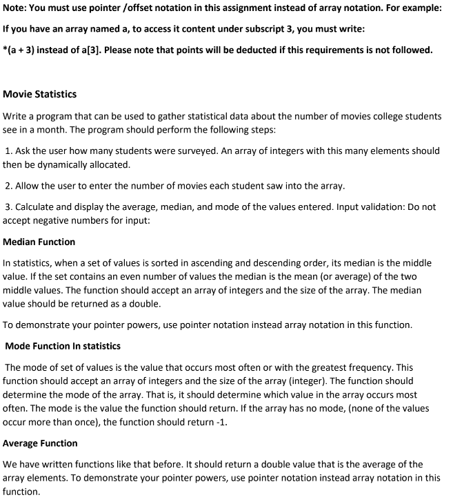 Solved Note You Must Use Pointer Offset Notation In This 