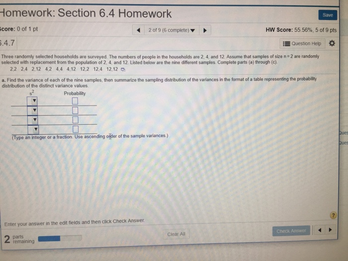 Solved Homework Section 6 4 Homework Core 0 Of 1 Pt 4 7