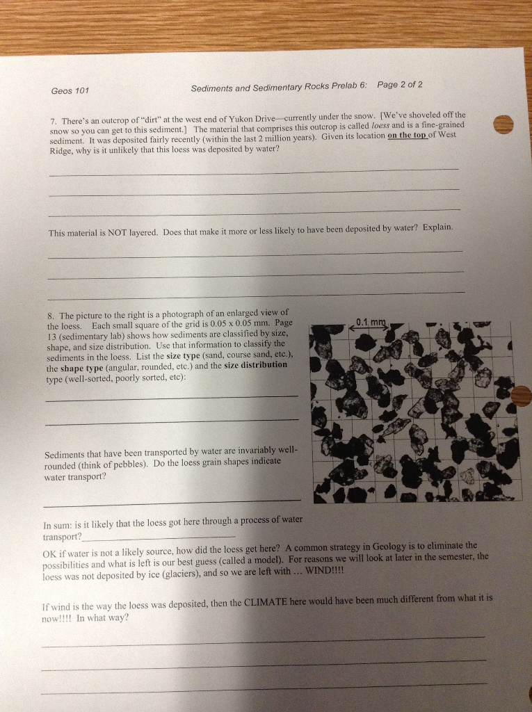 Solved Sediments and Sedimentary Rocks Prelab 6: Page 1 of 2 | Chegg.com