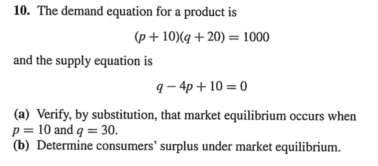 Solved The demand equation for a product | Chegg.com