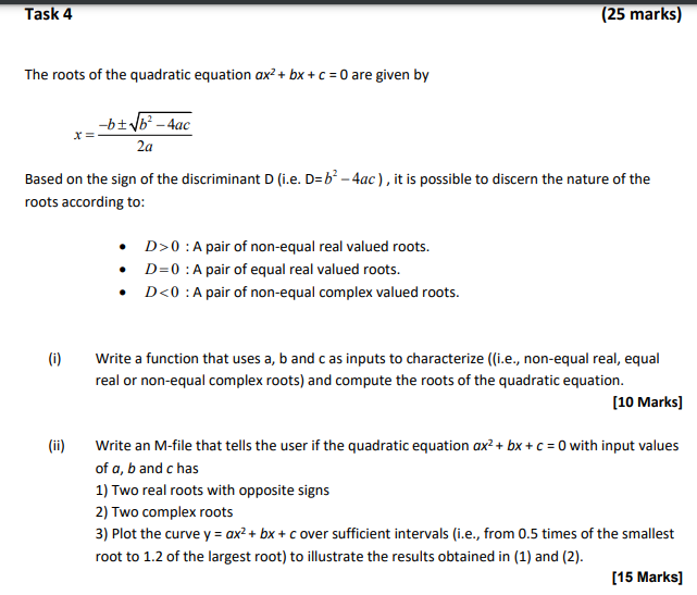 Solved i want the ans for this task in matlab:The roots of | Chegg.com