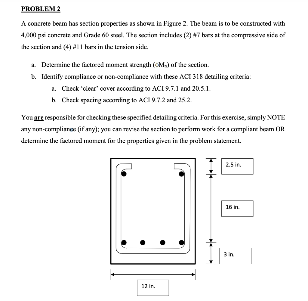 Solved A concrete beam has section properties as shown in | Chegg.com