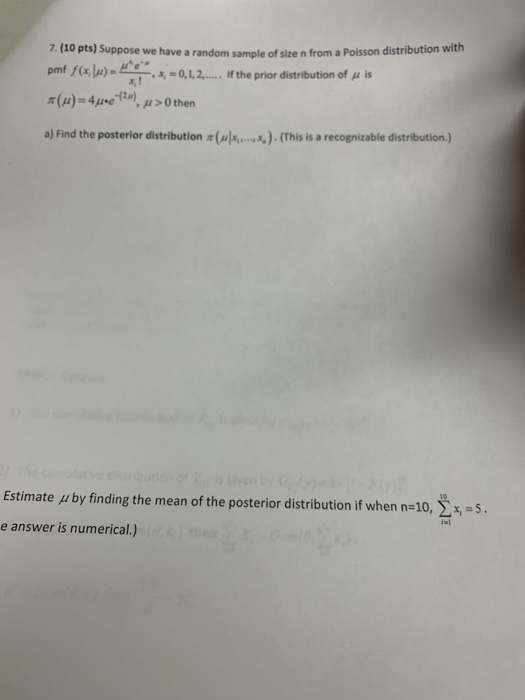Solved (10 pts) Suppose we have a random sample prf f(x1)-me | Chegg.com