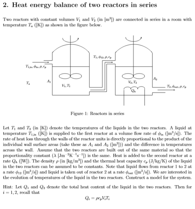 Solved 1. Consider the problem of heat energy balance of two | Chegg.com
