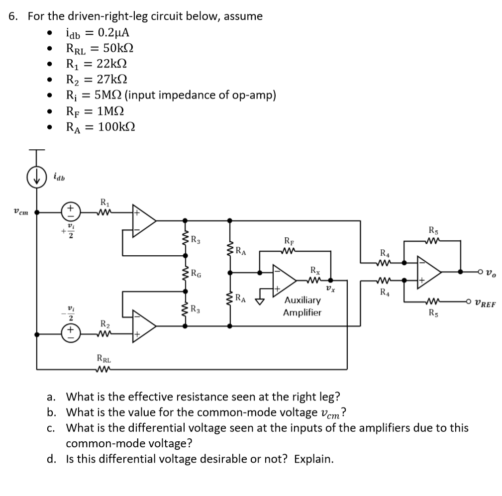 6. For the driven-right-leg circuit below, assume » | Chegg.com
