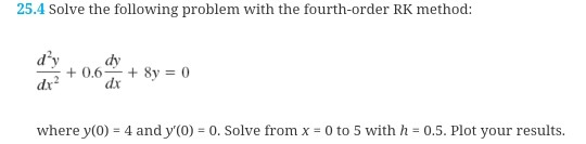 Solved Solve the following problem with the fourth-order RK | Chegg.com