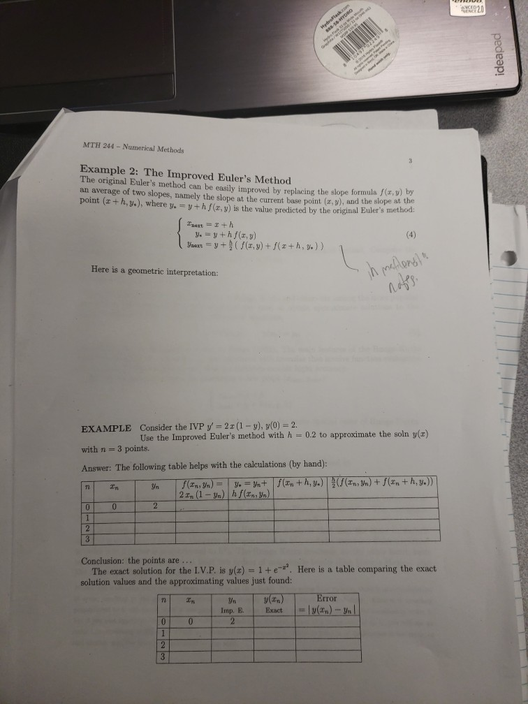 Solved No20 MTH 244 - Numerical Methods Example 2: The | Chegg.com