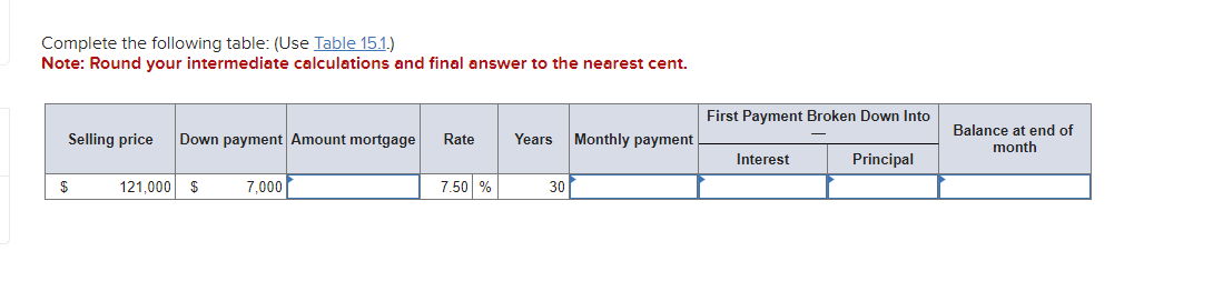 Solved Complete the following table: (Use Table 15.1.) Note: | Chegg.com