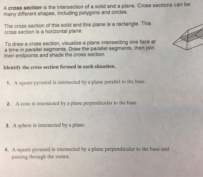 Solved A cross section is the intersection of a solid and a | Chegg.com