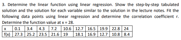 3. Determine the linear function using linear | Chegg.com