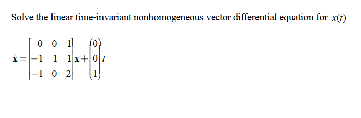 Solved Solve the linear time-invariant nonhomogeneous vector | Chegg.com