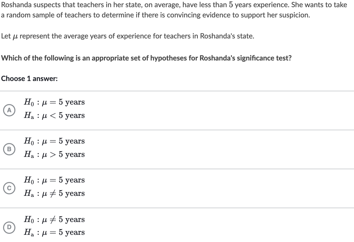Solved Roshanda suspects that teachers in her state, on | Chegg.com