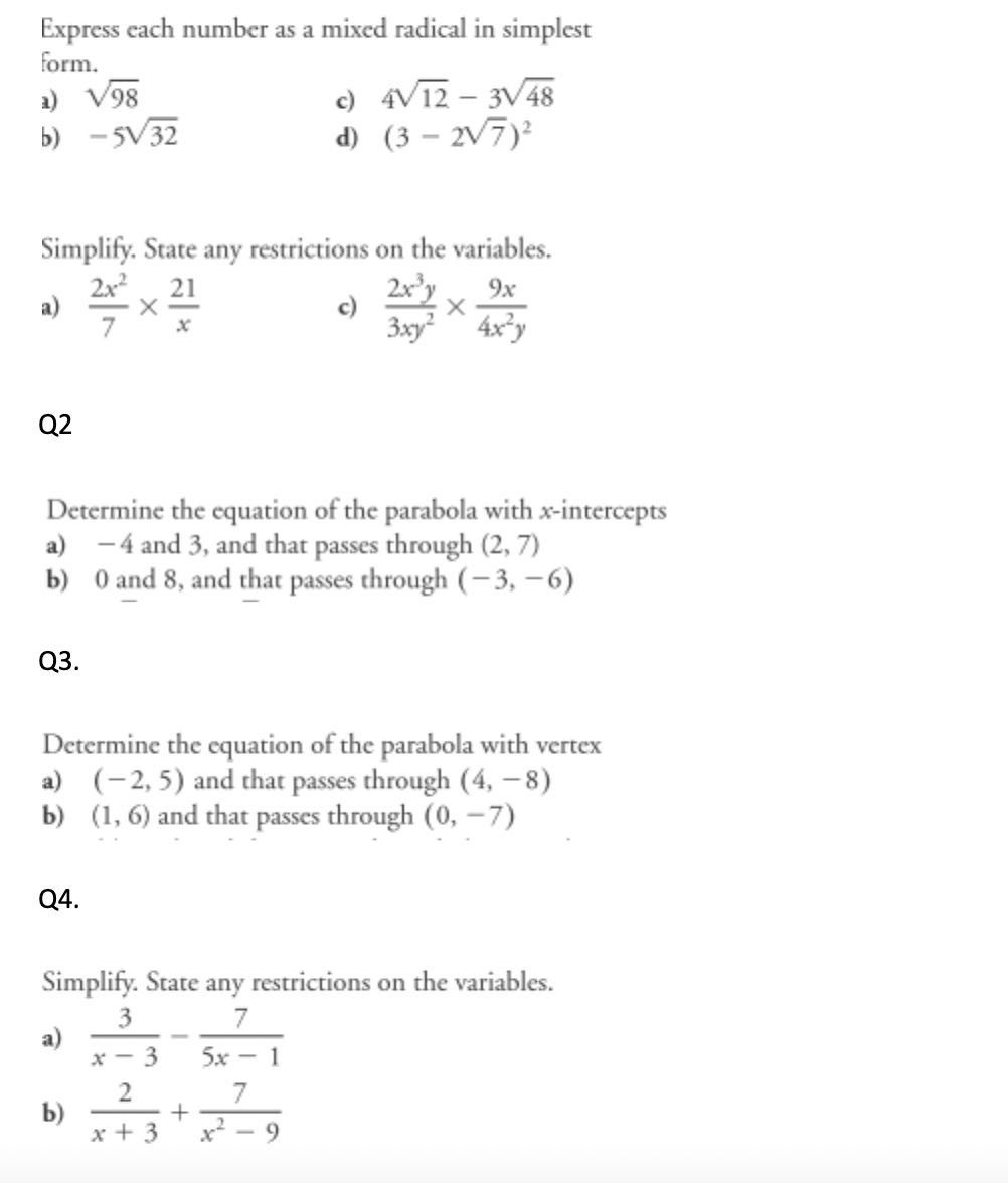 Solved Express each number as a mixed radical in simplest | Chegg.com