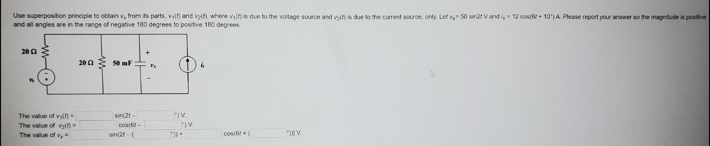 Solved Use superposition principle to obtain V, from its | Chegg.com