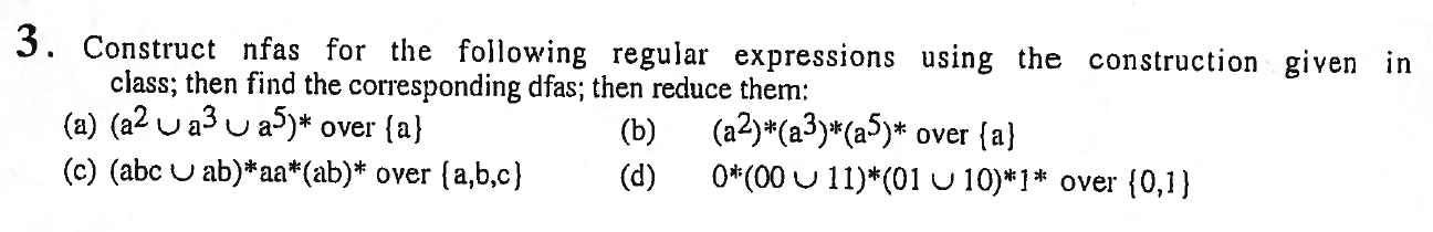 Solved 3. Construct nfas for the following regular | Chegg.com