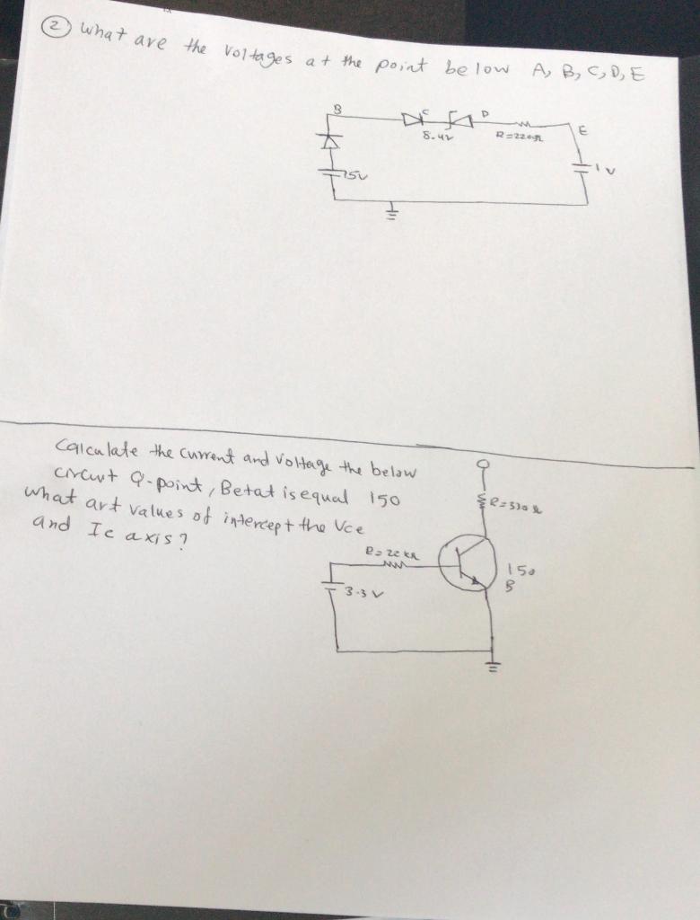 Solved What are the voltages at the point below A, B, C, DE | Chegg.com