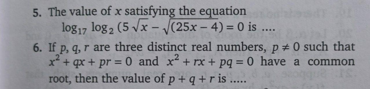 Solved 5. The value of x satisfying the equation log17 log2 | Chegg.com