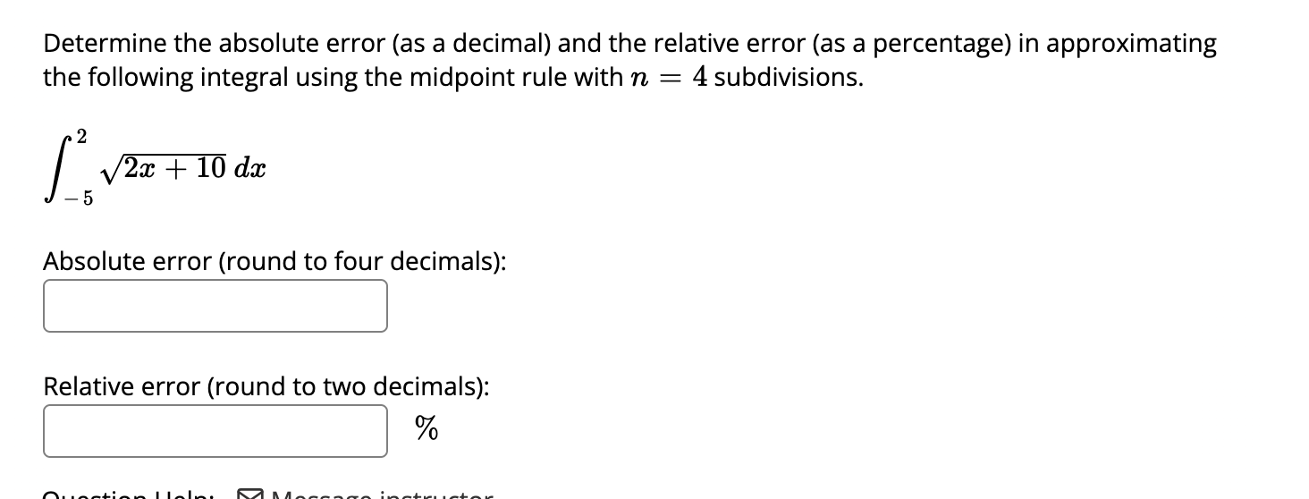 Solved Determine the absolute error (as a decimal) ﻿and the | Chegg.com