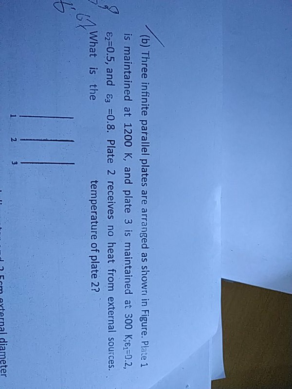 Solved (b) Three infinite parallel plates are arranged as | Chegg.com