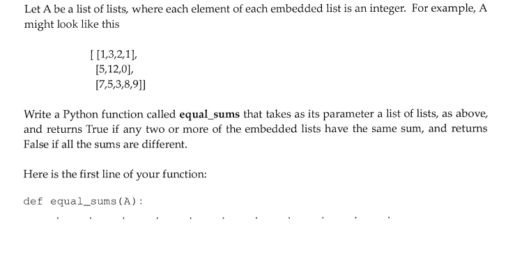 Solved Let A be a list of lists, where each element of each | Chegg.com