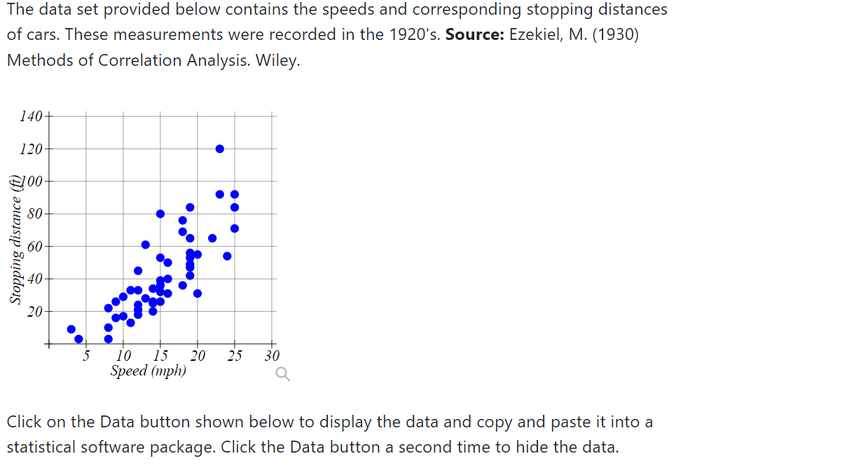 Solved The data set provided below contains the speeds and | Chegg.com