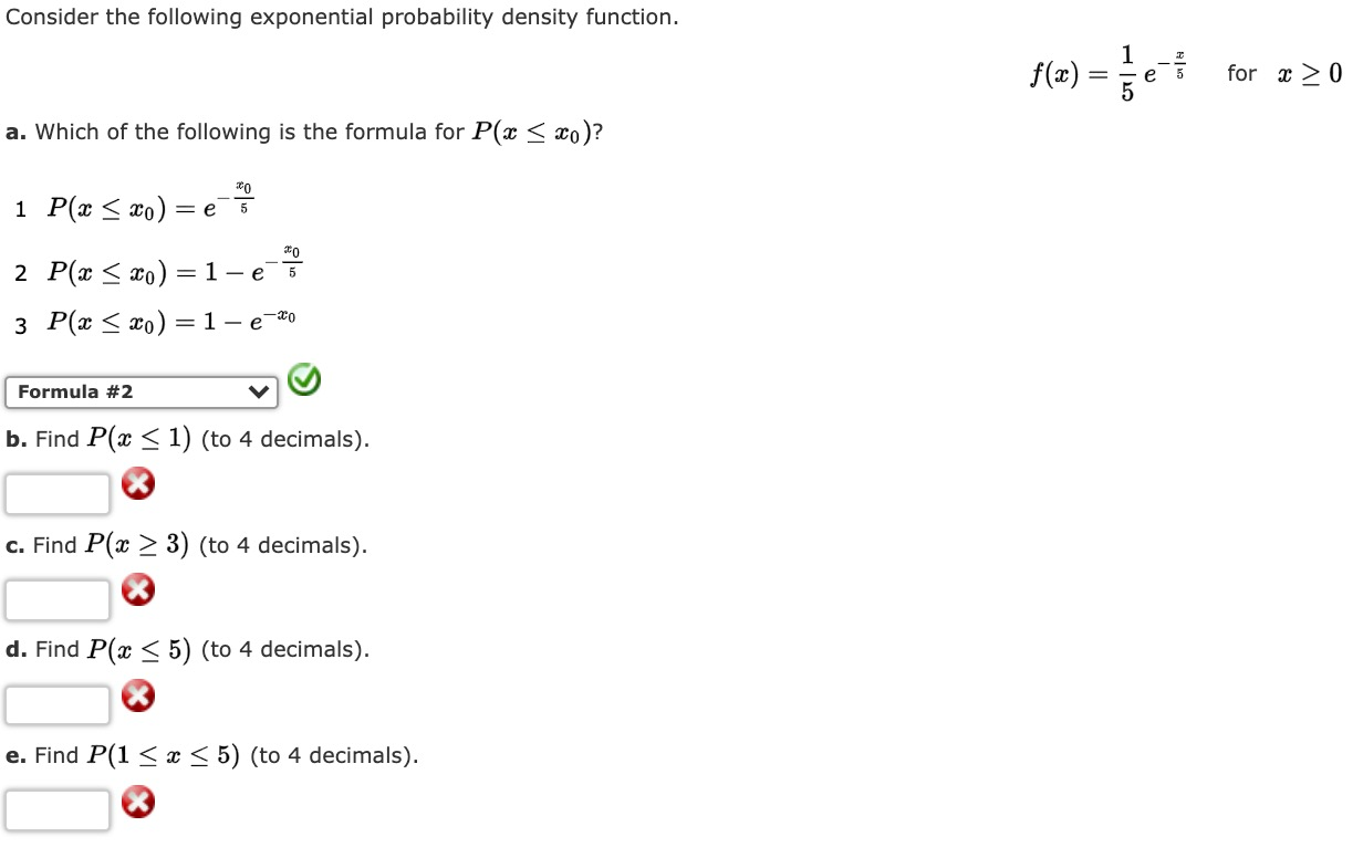 Solved Consider the following exponential probability | Chegg.com