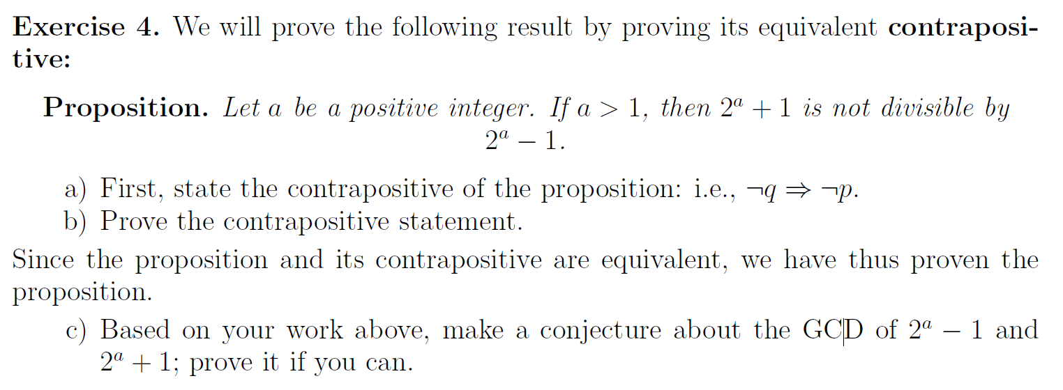 Solved Exercise 4. ﻿We will prove the following result by | Chegg.com