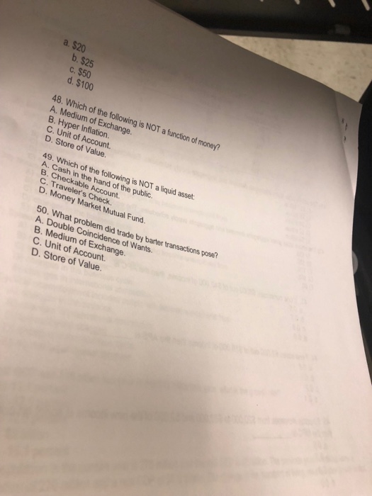 Solved d. $100 48. Which of the following is NOT a function | Chegg.com