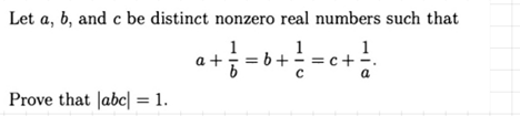 Solved Let a,b, and c be distinct nonzero real numbers such | Chegg.com